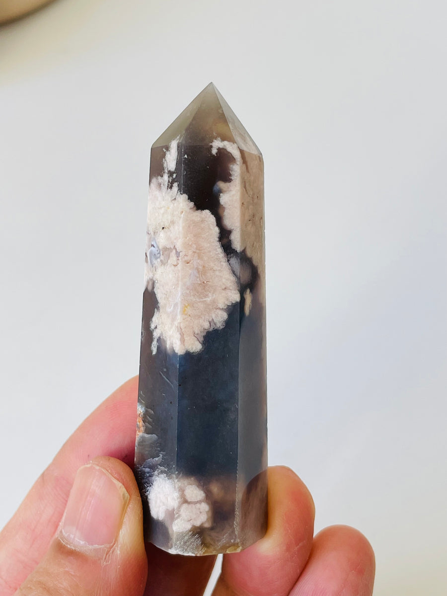 Black Flower Agate Crystal Tower T017a – Crystal King Australia